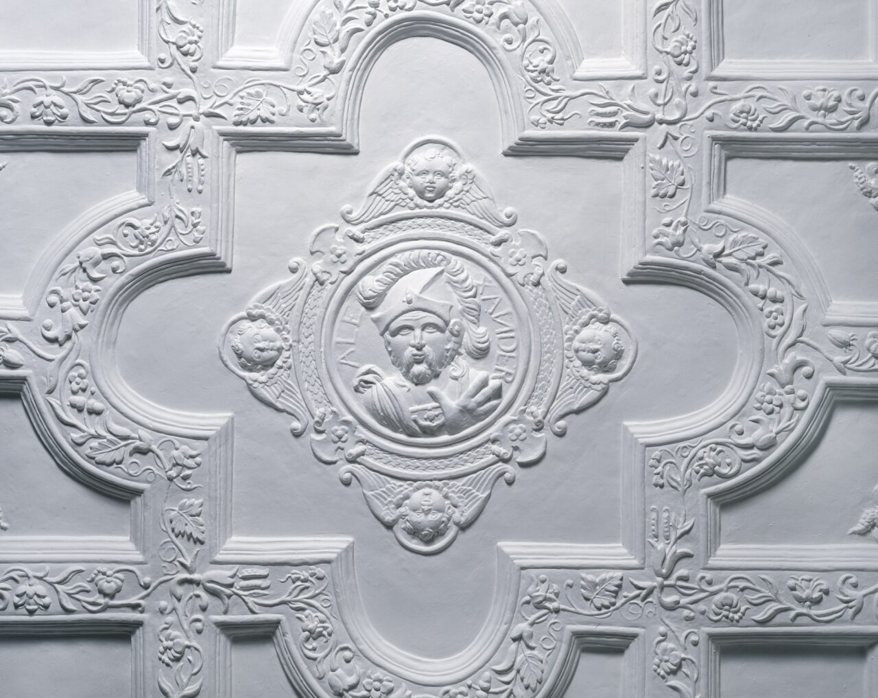 Molded plaster ceiling with heroes of the ancient world - Newport ...